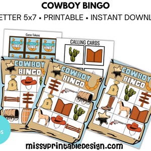 Cowboy Bingo Cards, Printable Cowboy Bingo Game, School Game, Cowboy ...