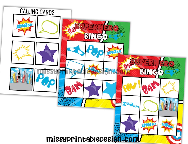 Superhero Bingo Cards Printable Superhero Bingo Game School - Etsy