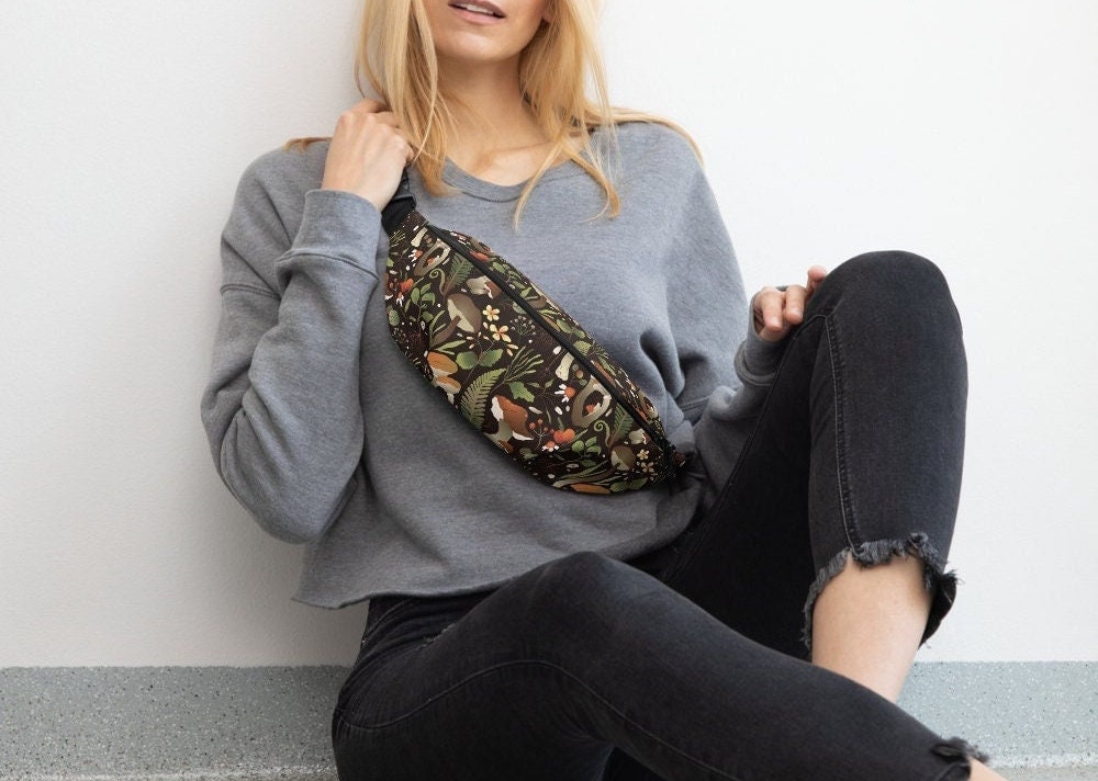 Cottagecore Waist Bag Mushroom Fanny Pack Forestcore Goblincore Floral ...