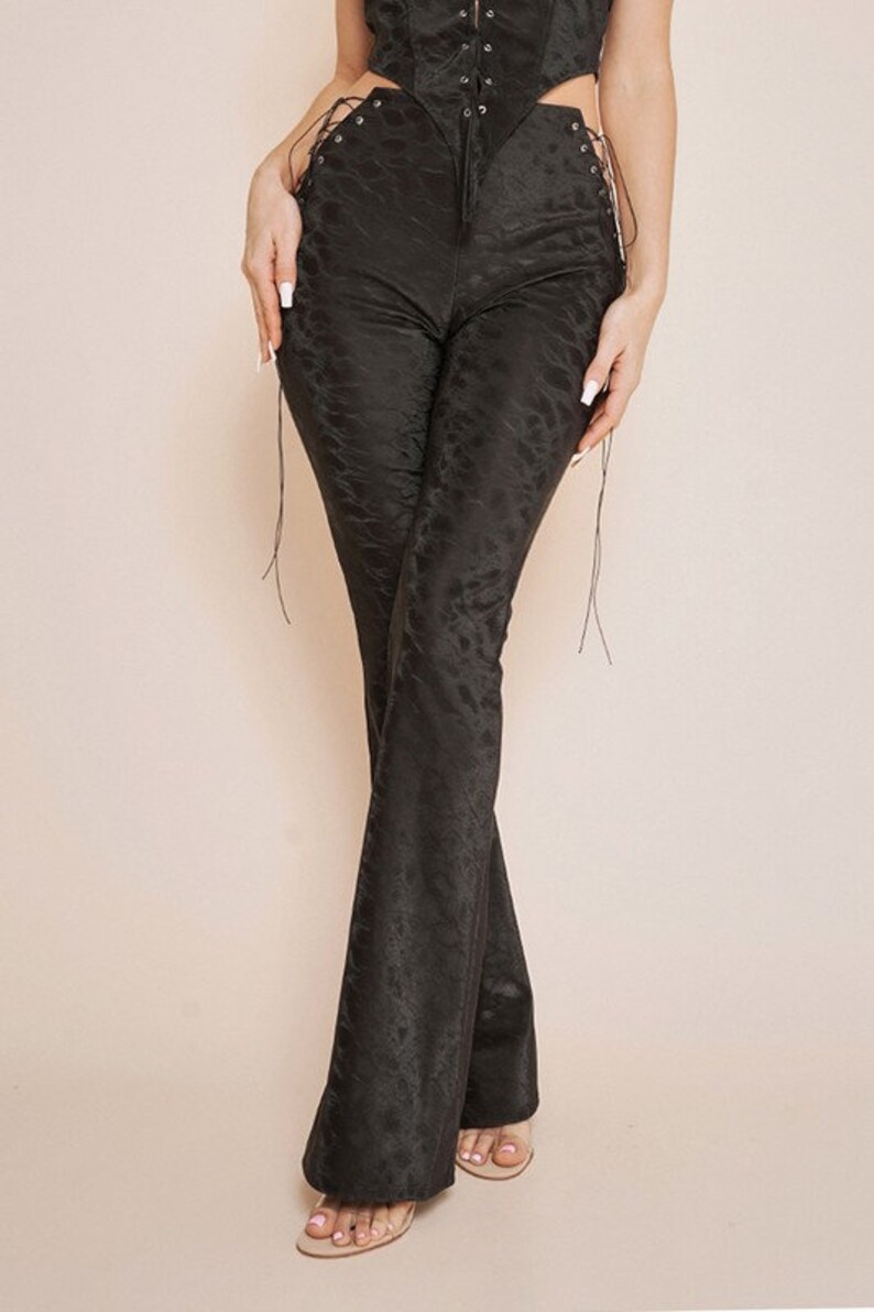 Y2k Raven Vegan Leather Set With String Detail - Etsy