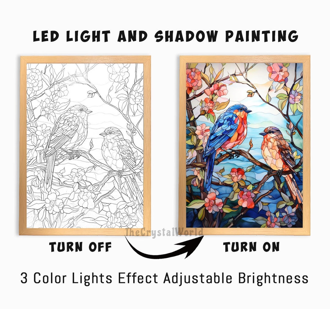 The Birds Oil Painting LED Light Shadow Painting Frame /lighting BOX ...