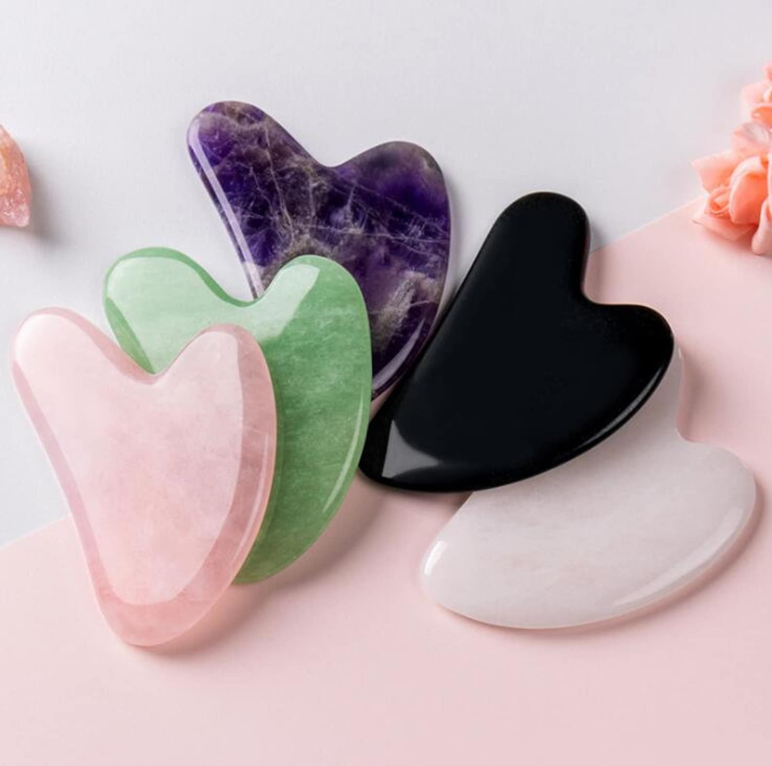 Natural Gua Sha Jade Stone Guasha Board Para Cuidado Facial De Etsy