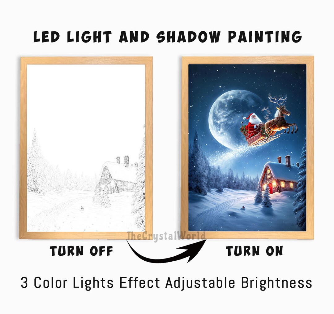 Santa Claus Coming LED Light Shadow Painting Frame /lighting - Etsy
