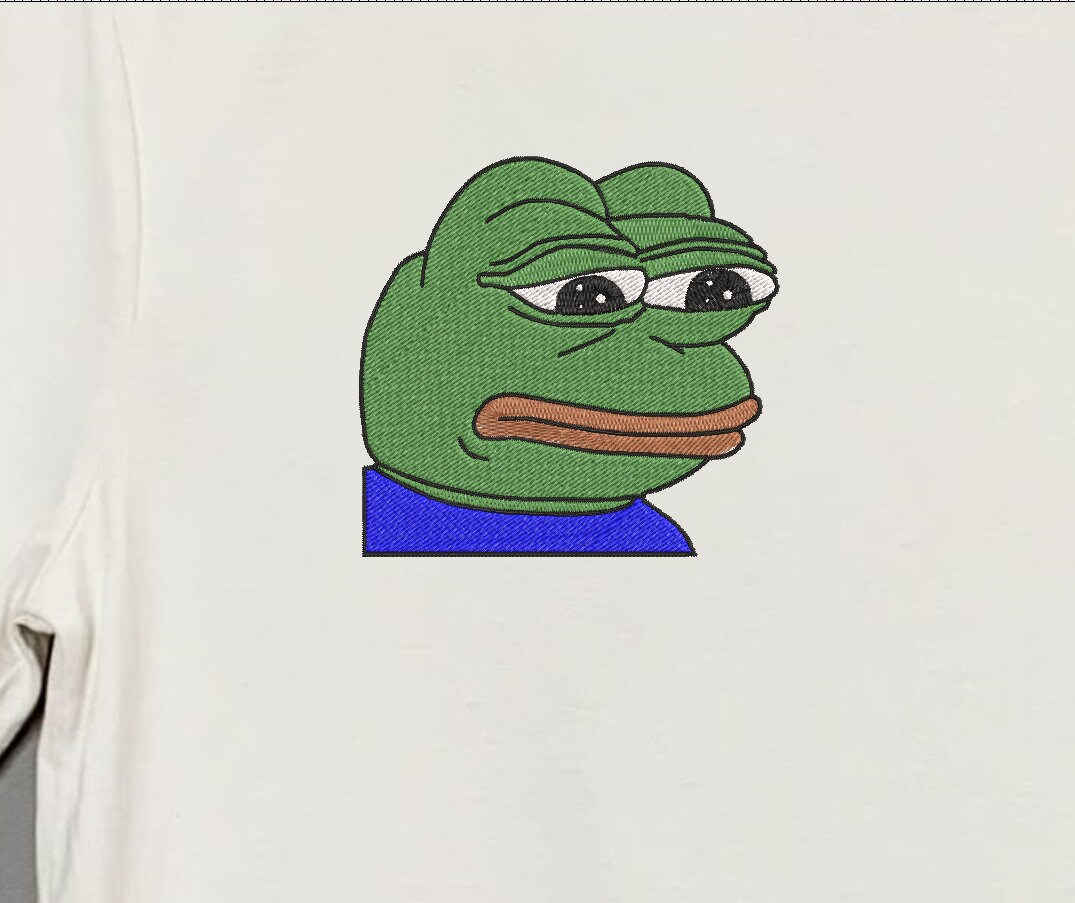 Sad Pepe Embroidery Design File - 2 Mirrored Files - Instant Download ...