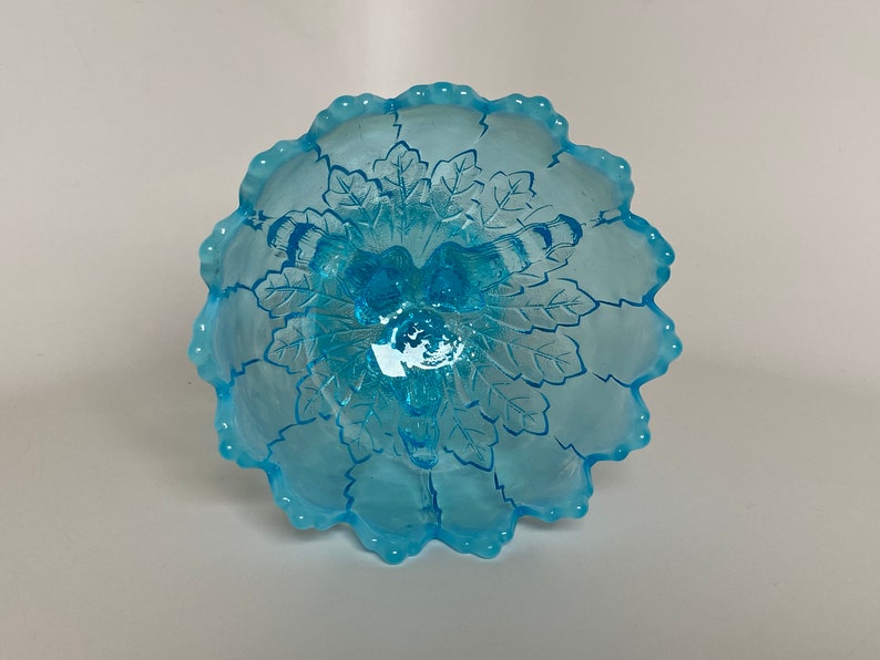 Blue Glass Compote Northwood Glass Hilltop Vines Leaf Pattern - Etsy