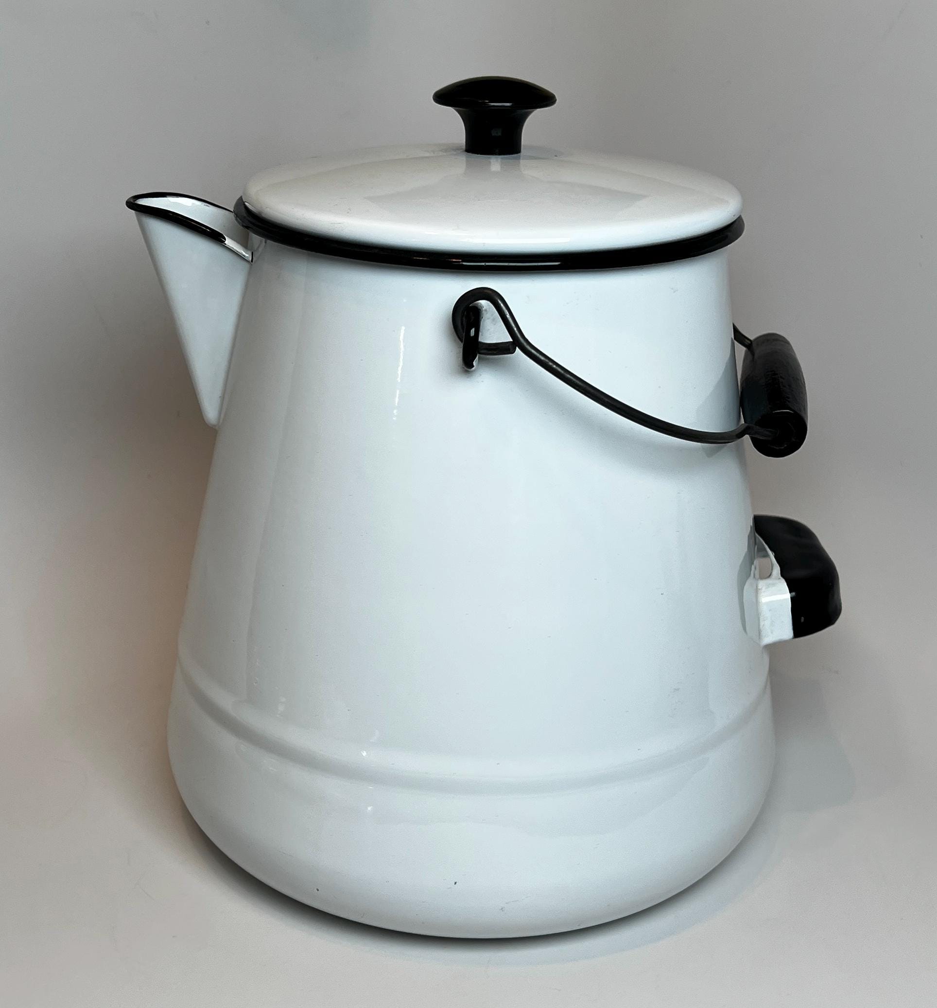 Large Vintage Enamelware Cooking Pot With Lid - Etsy