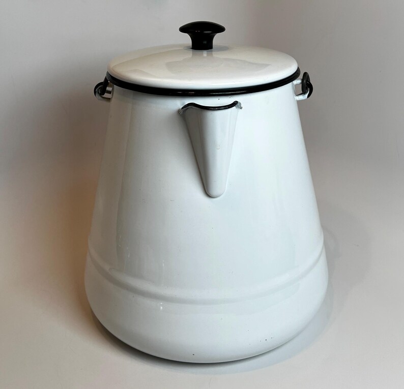 Large Vintage Enamelware Cooking Pot With Lid - Etsy