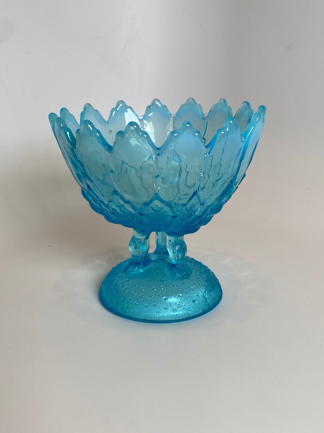 Blue Glass Compote Northwood Glass Hilltop Vines Leaf Pattern - Etsy