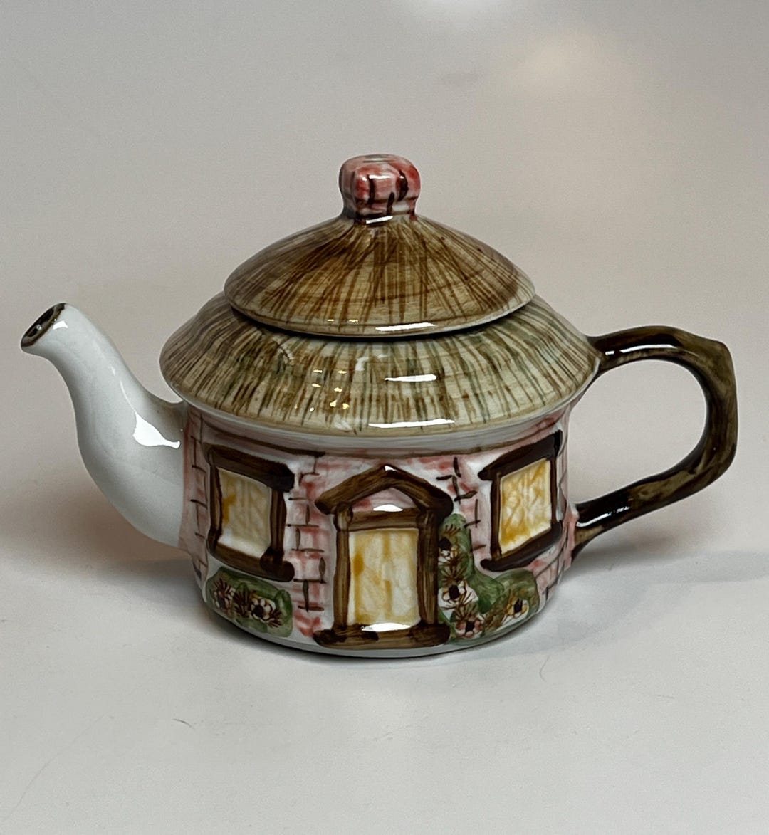Vintage Ceramic Thatched Cottage House Mini Teapot or Creamer - Etsy