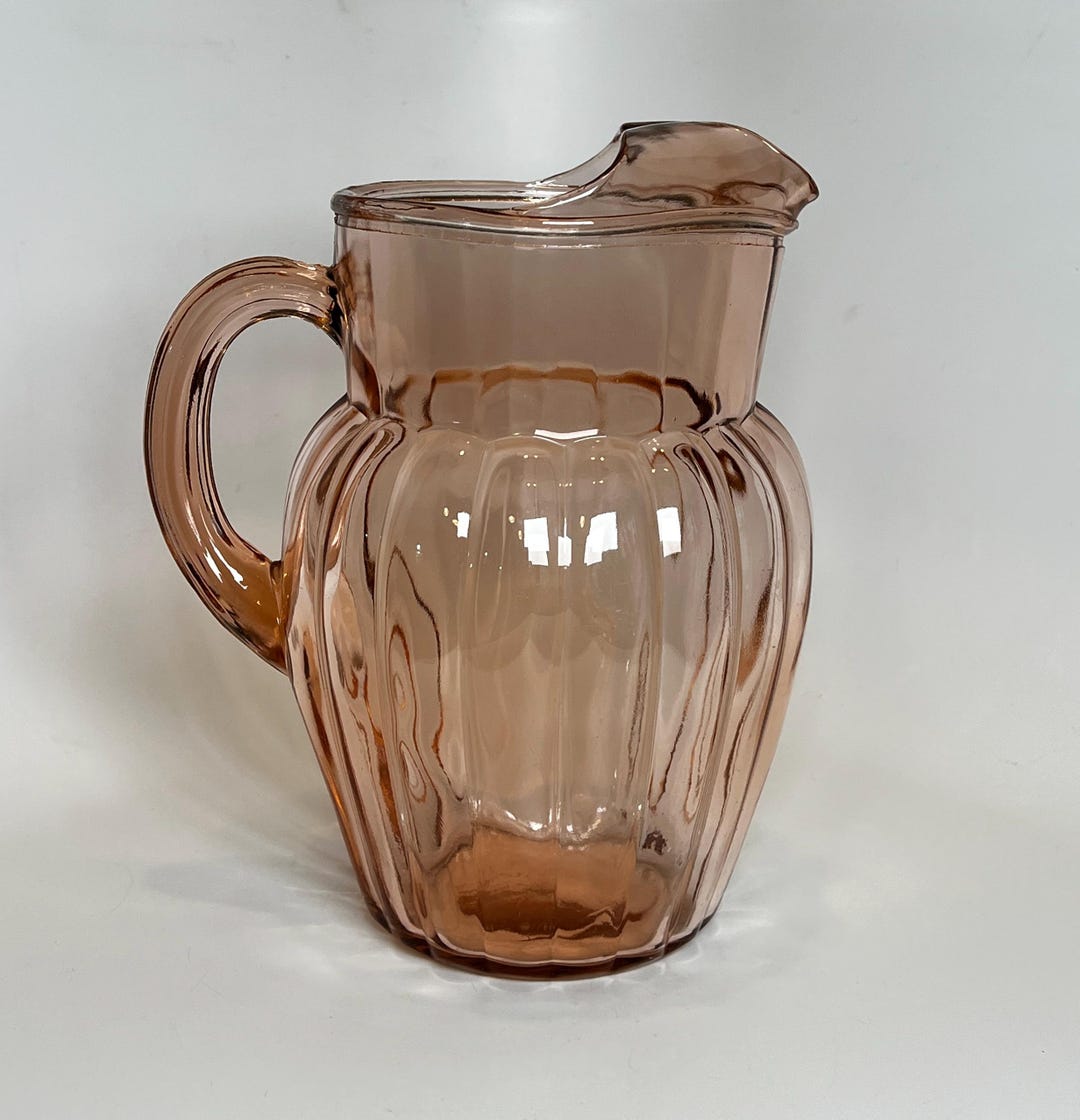 Anchor Hocking Pillar Optic Pink Depression Glass Pitcher - Etsy