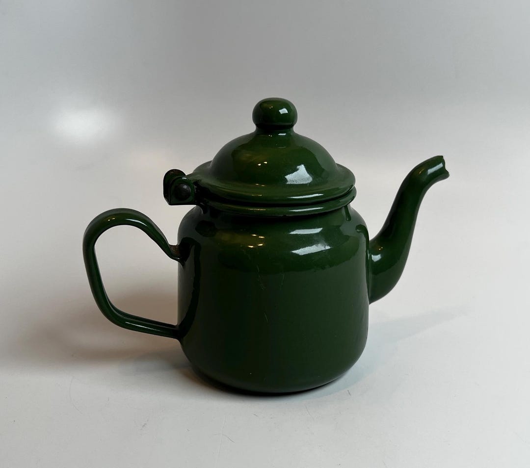 Vintage Green Enamelware Teapot, Old Small Teapot, One Cup Teapot - Etsy