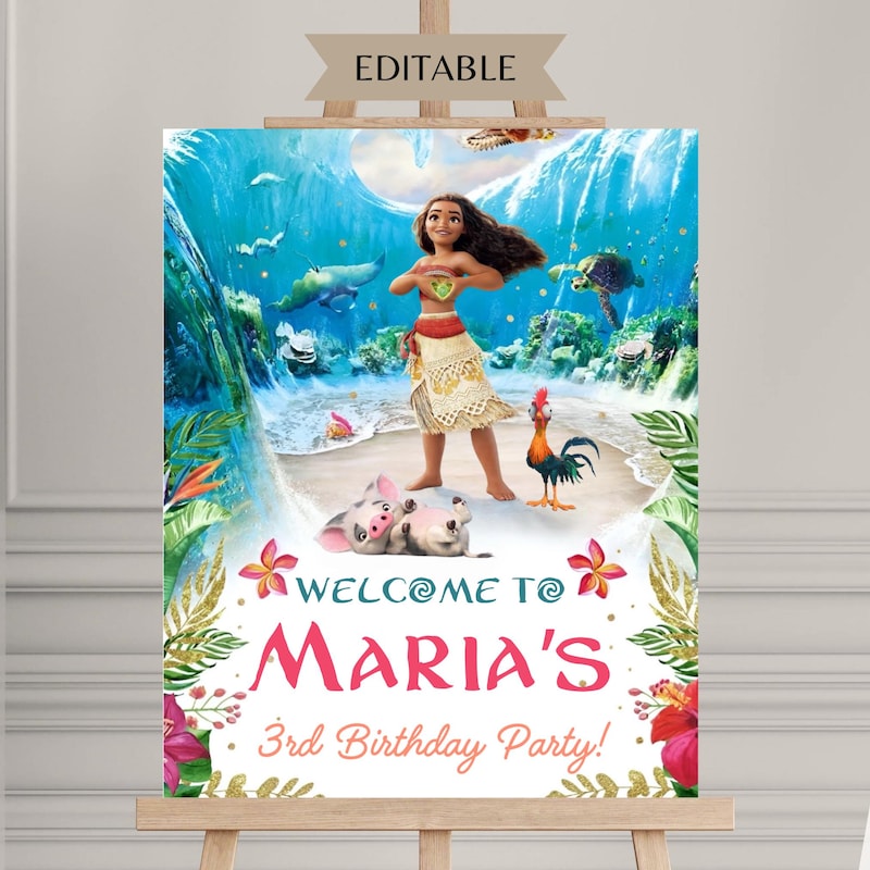 Moana Birthday Banner - Etsy