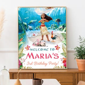Moana Welcome Sign, Moana Birthday Sign, Digital Editable Hawaiian ...