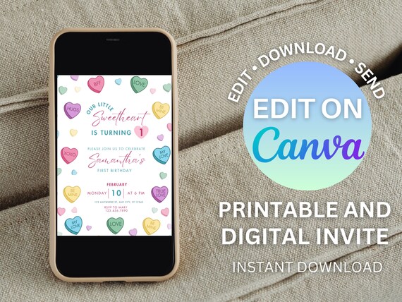 Conversation Hearts Birthday Invitation Conversation Heart Birthday