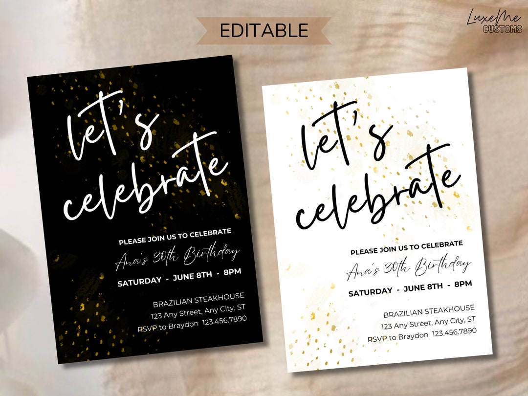 Let's Celebrate Party Invitation Minimalist Invitation Digital Template Let's Celebrate Invite ...