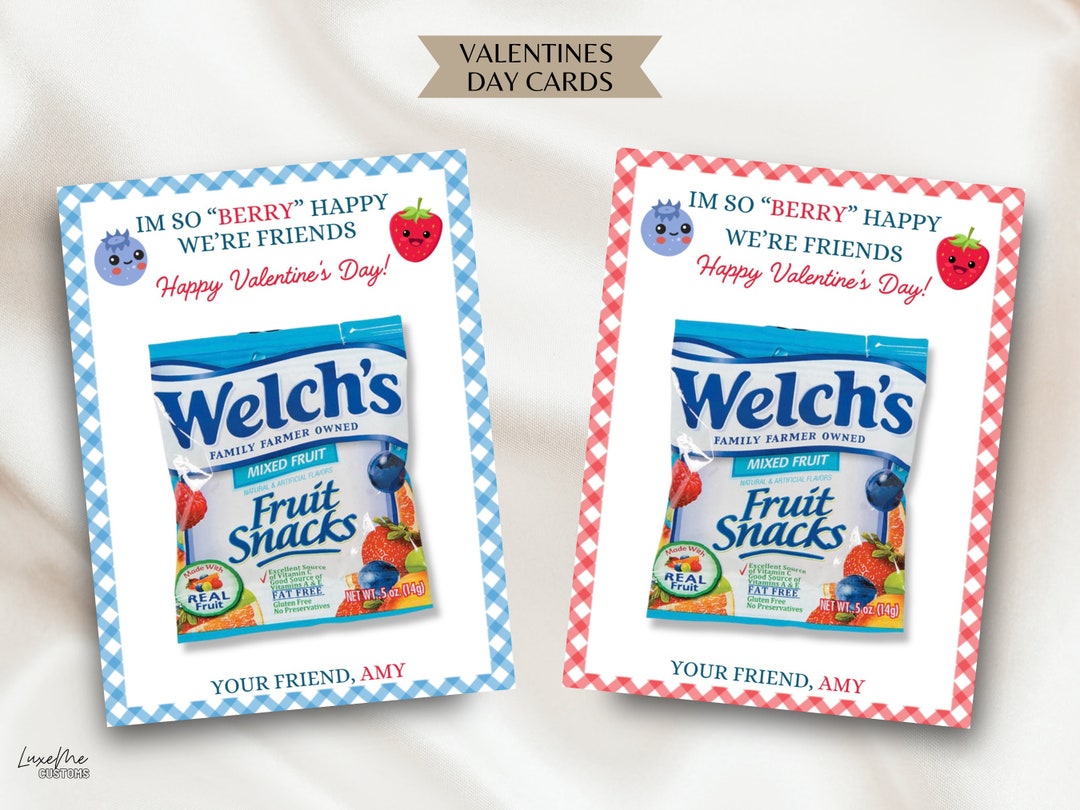 Berry Fruit Snacks Valentines Day Card, Kids Party Card, Cute Cards ...