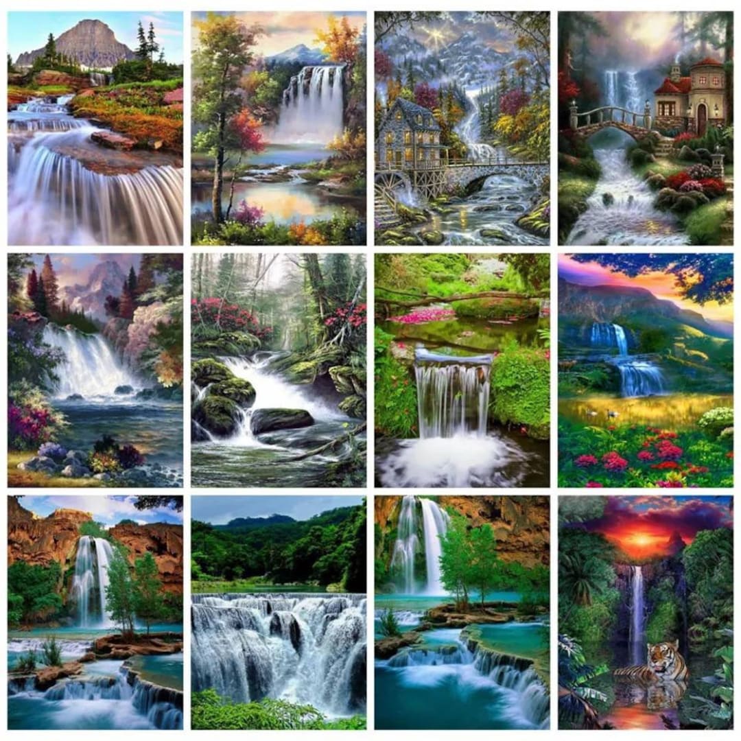 Waterfall Nature Spring Landscape 5D DIY Diamond Painting Kit - Etsy