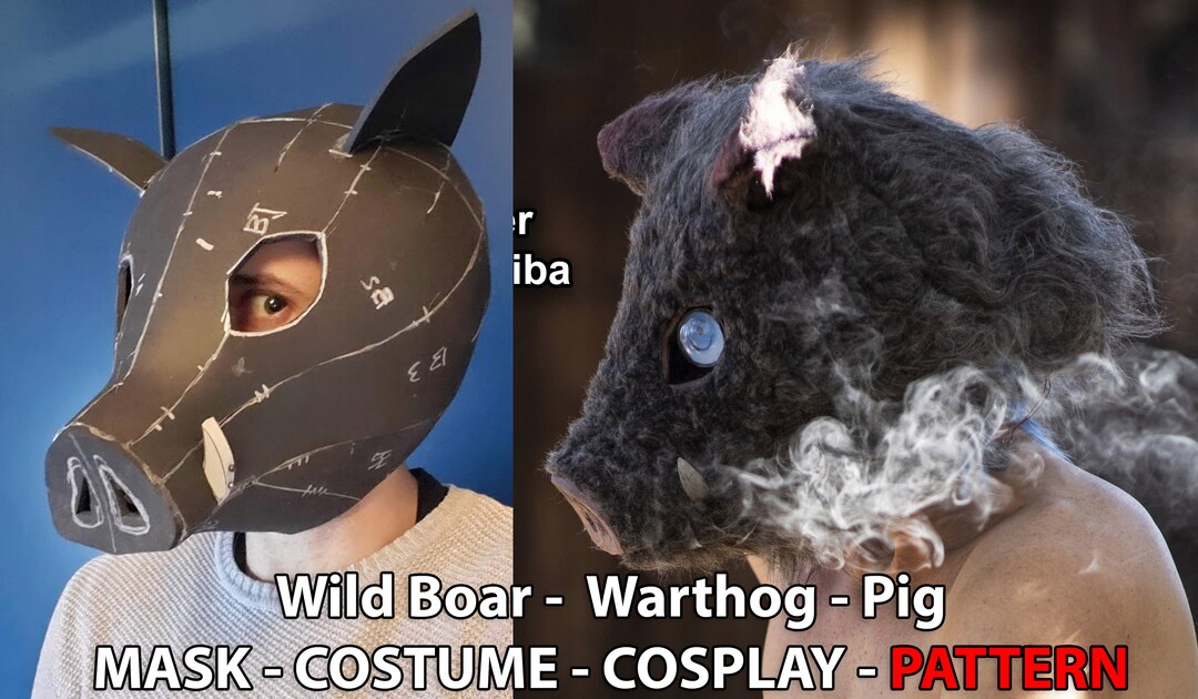 Wild Boar Warthog Pig Head Pattern Mask // Costume // Cosplay - Etsy ...