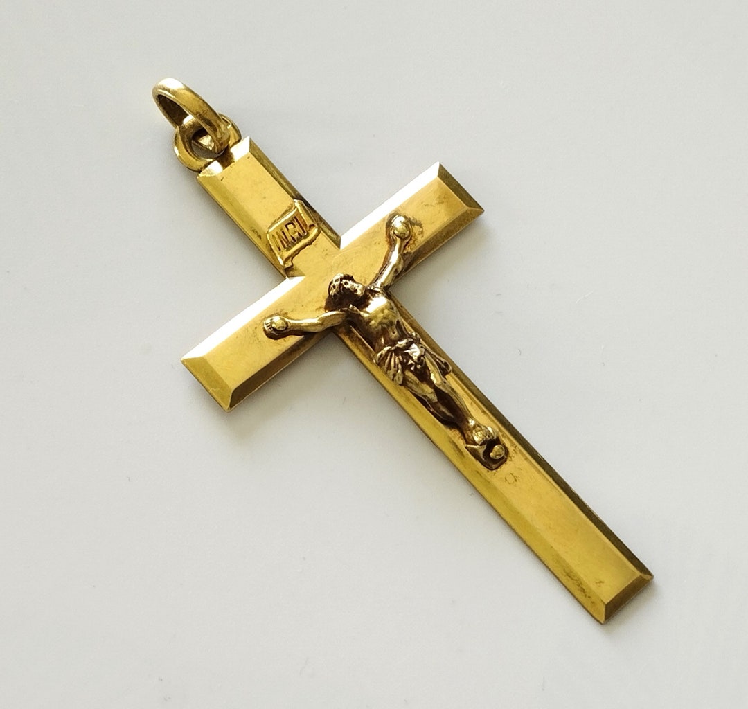 Old Large Religious CROSS Medal in Gold Plated ORIA - Etsy