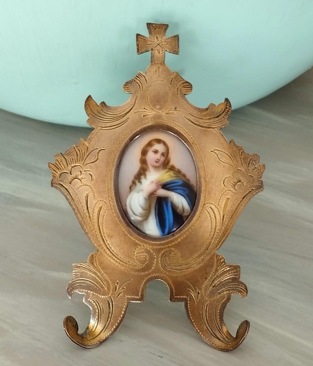 Antique Reliquary Frame of the Virgin or Mary Magdalene in Enamelled ...