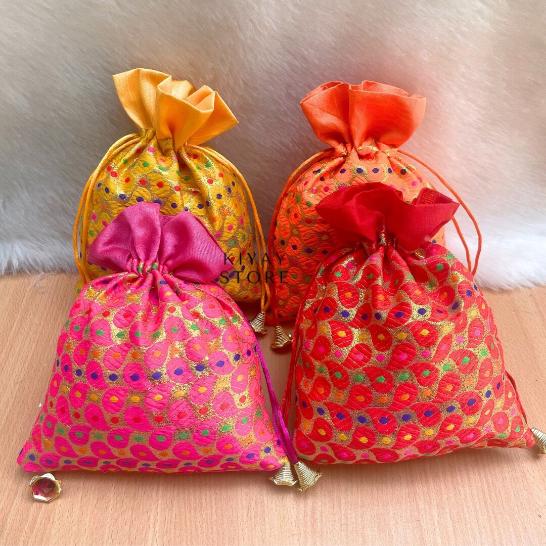 Bulk Embroidered With Thread Work Potli Pouches for Bridesmaid Return ...