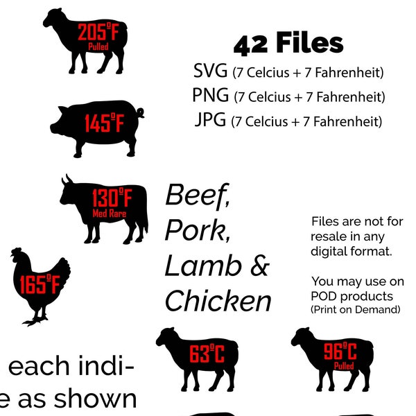Meat Temp Svg - Etsy