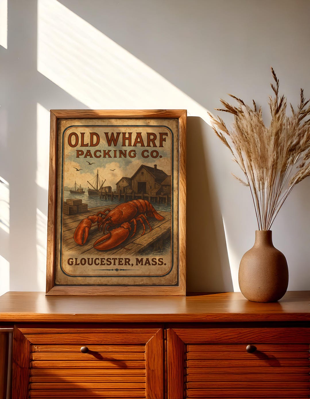 Vintage Lobster Label Print: Rustic Kitchen Wall Art (digital Download ...