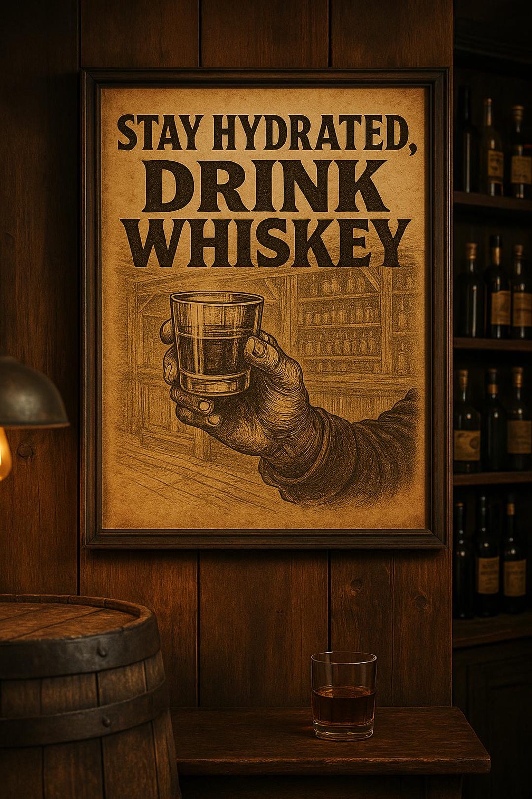 Stay Hydrated Drink Whiskey Poster, Wild West Bar Print, Rustic Saloon ...