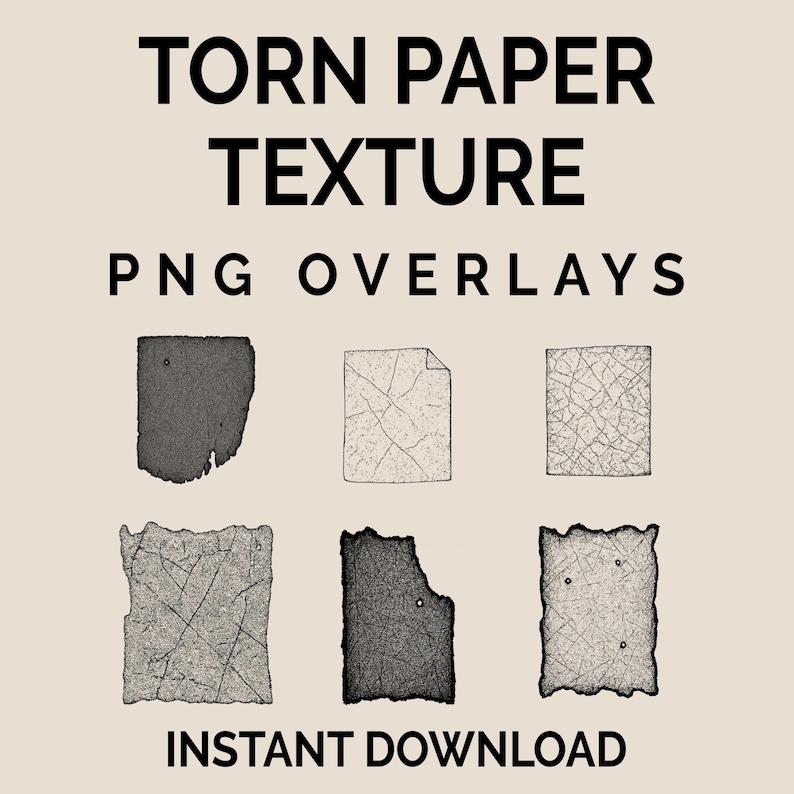 Torn Paper Overlay Bundle,36 Transparent Pngs,crumpled Paper Texture ...