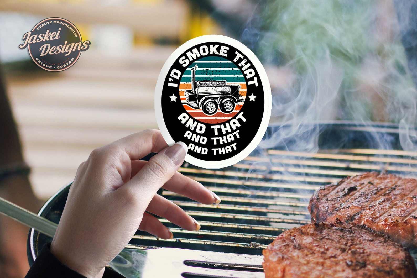 Funny BBQ Sticker Offset Smoker I'd Smoke That and That - Etsy
