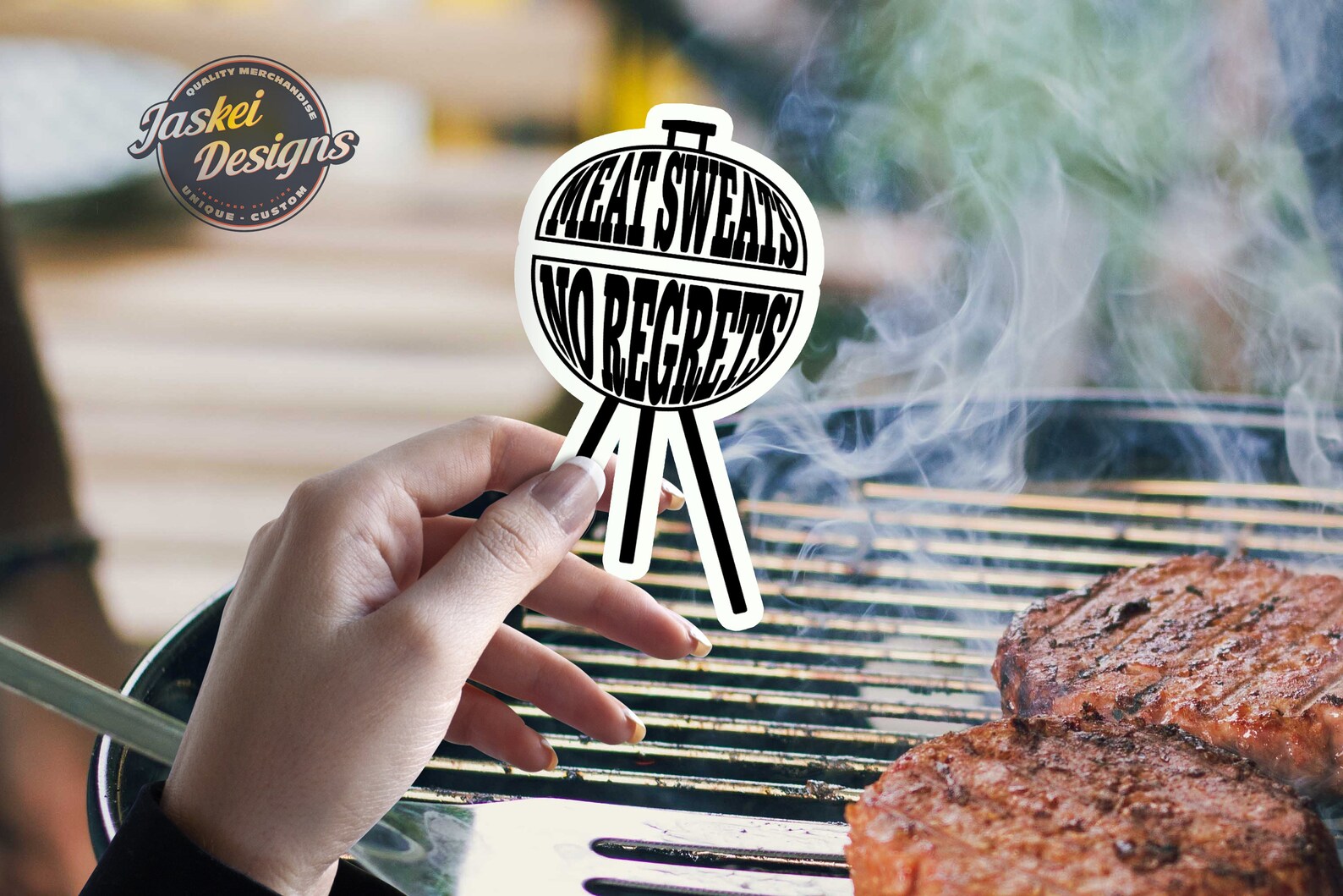 Funny BBQ Sticker - Meat Sweats No Regrets - Smoked Meat Weber Charcoal ...