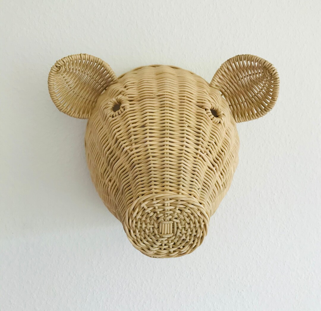 Natural Rattan/wicker PIG Head Wall Decoration/mount/hanging for ...
