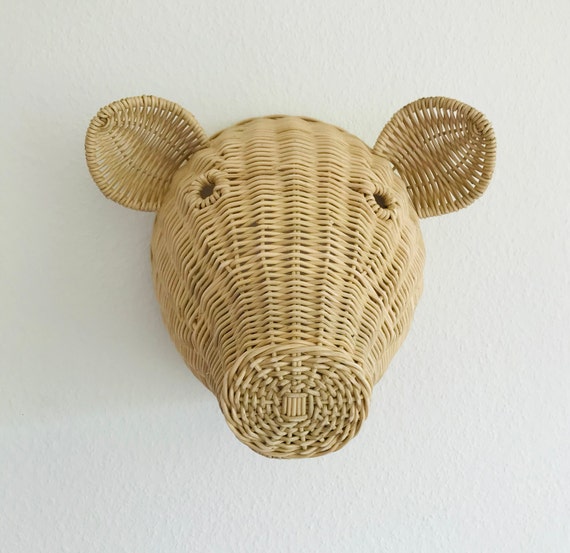 Natural Rattan/wicker PIG Head Wall Decoration/mount/hanging - Etsy Norway