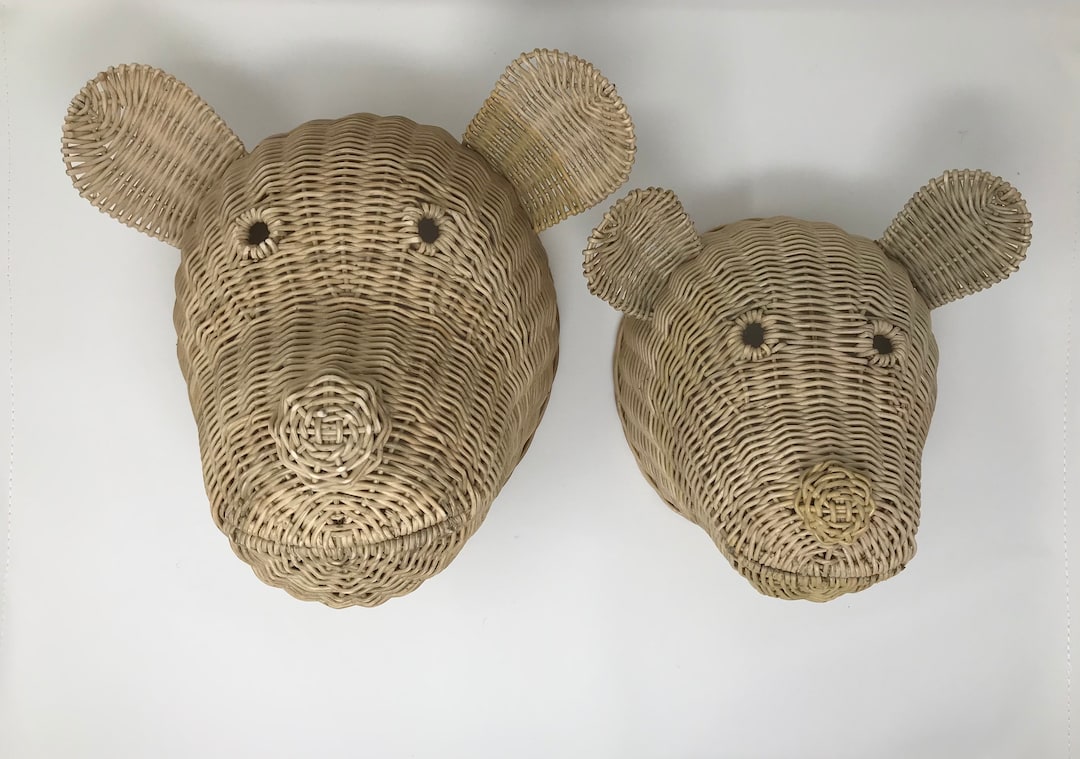 Natural Rattan/wicker SMALL MONKEY Head Wall Decoration for Nursery or ...