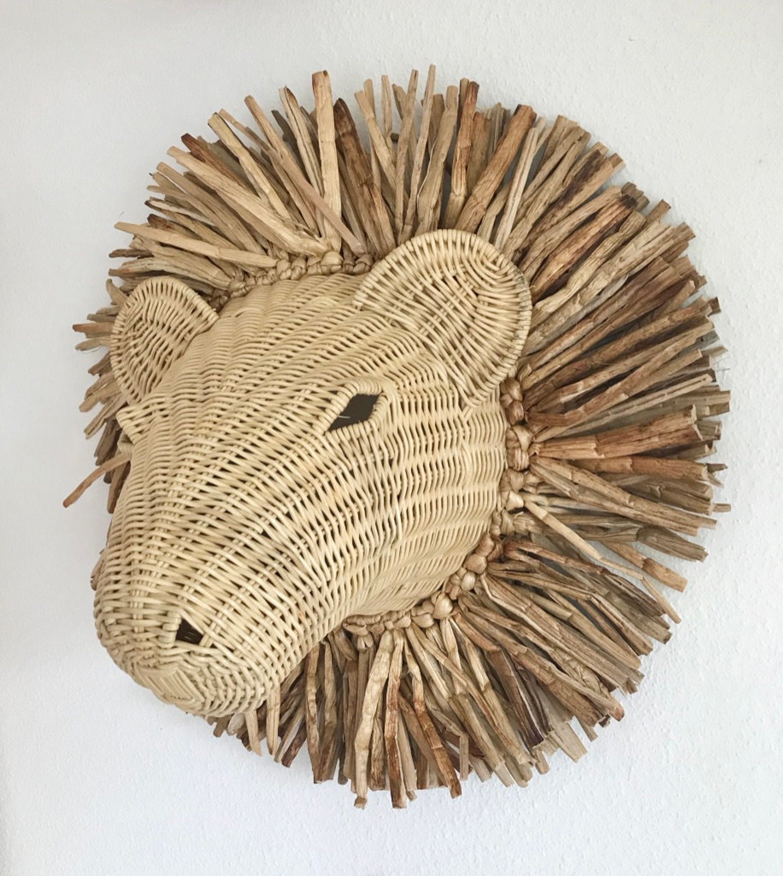 Natural Rattan/wicker Lion Head Wall Decoration/hanging/mount - Etsy