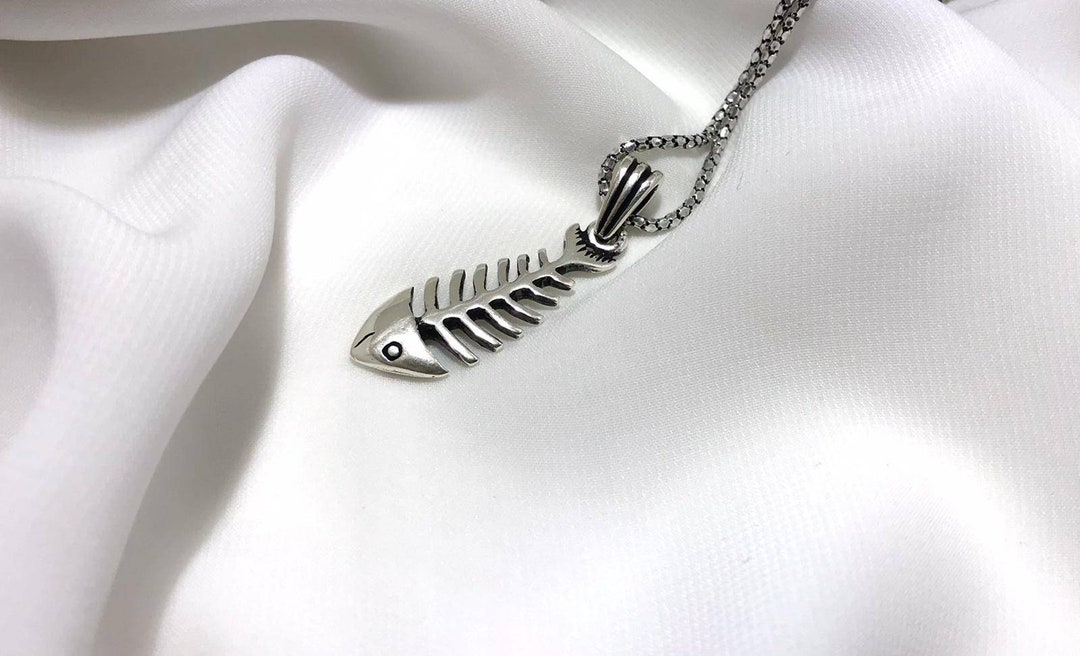 Silver Fishbone Necklace, Dainty Fish Jewelry, Women Fishbone Necklace ...