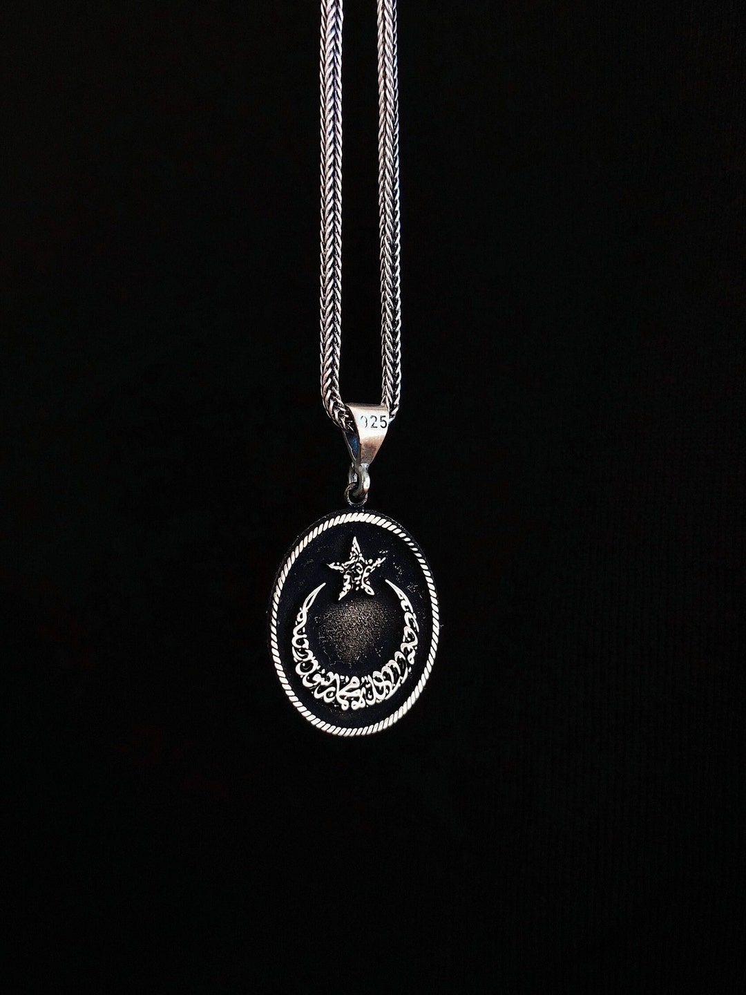 Silver Crescent and Star Flag Necklace, Flag of Turkey Necklace ...