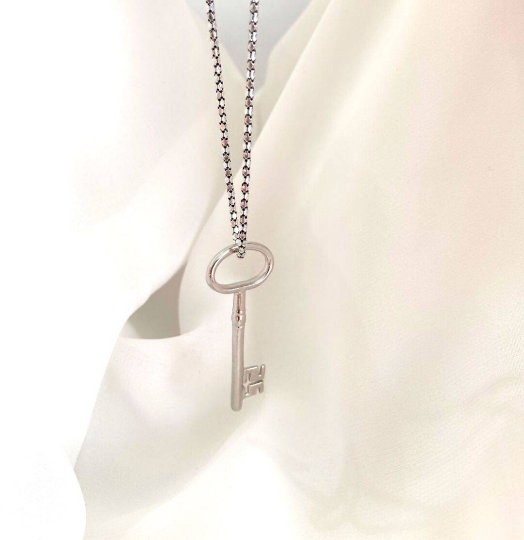 Silver Key Necklace, Men Key Necklace, Key Pendant, Anniversary Gift ...