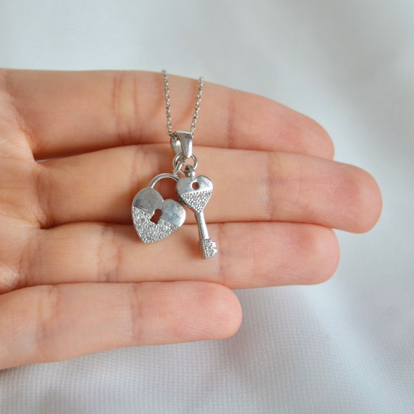 Heart Key Necklace - Etsy