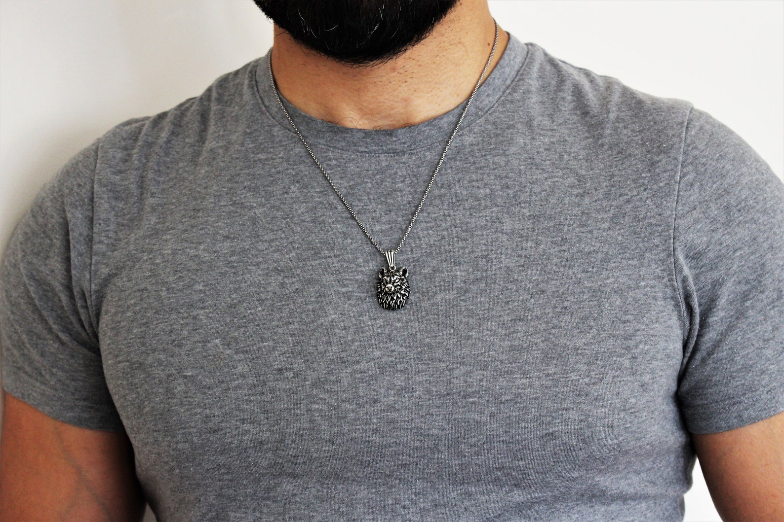 Wolf Necklace for Men Wolf Pendant Necklace Mens Necklace - Etsy Hong Kong
