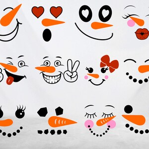 Snowman Faces Svg Bundle, Snowman Svg, Christmas Svg, Snowman Face Svg ...