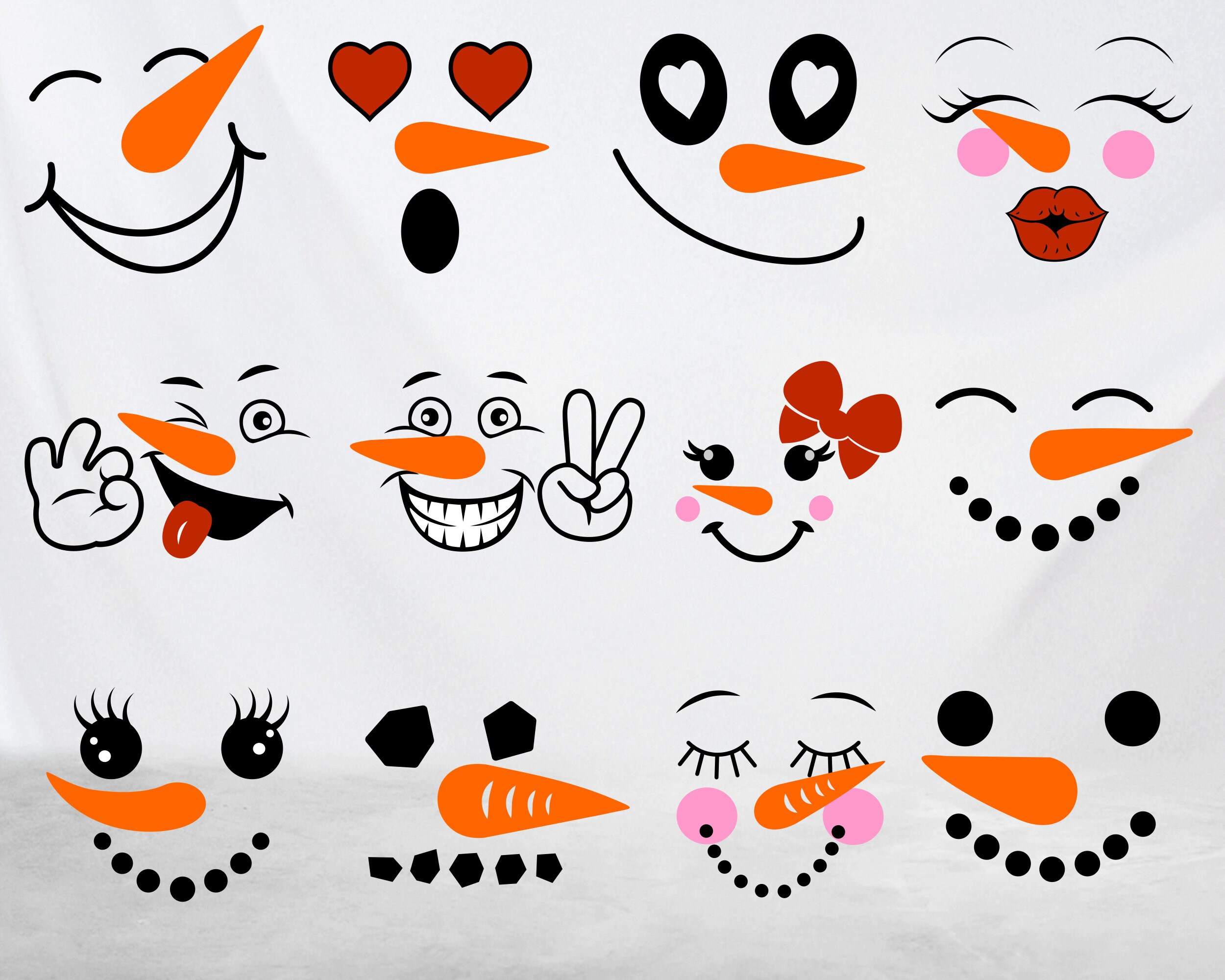 Snowman Faces Svg Bundle Snowman Svg Christmas Svg Snowman - Etsy
