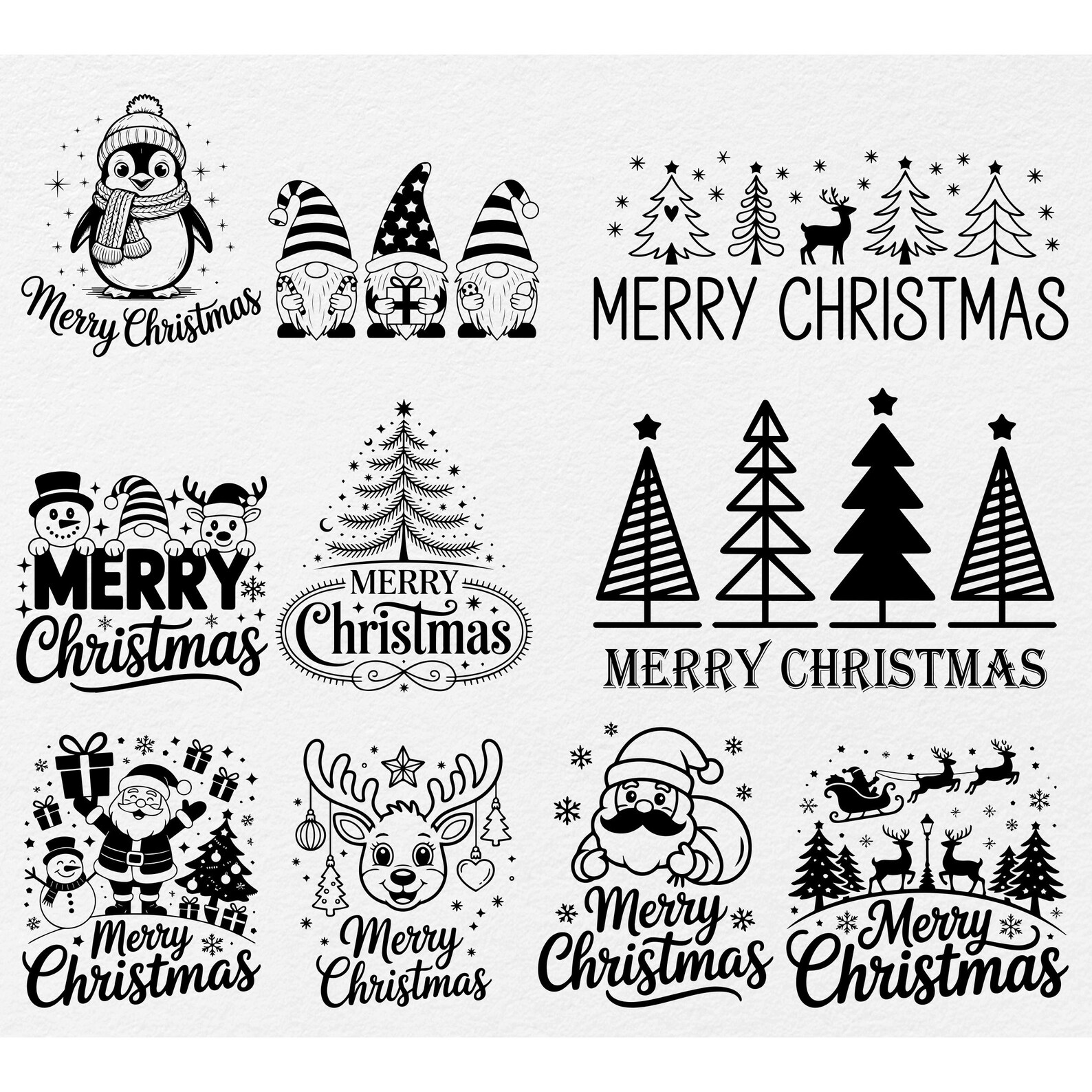 Merry Christmas SVG Bundle, Holiday Clipart (digital Download) - Etsy