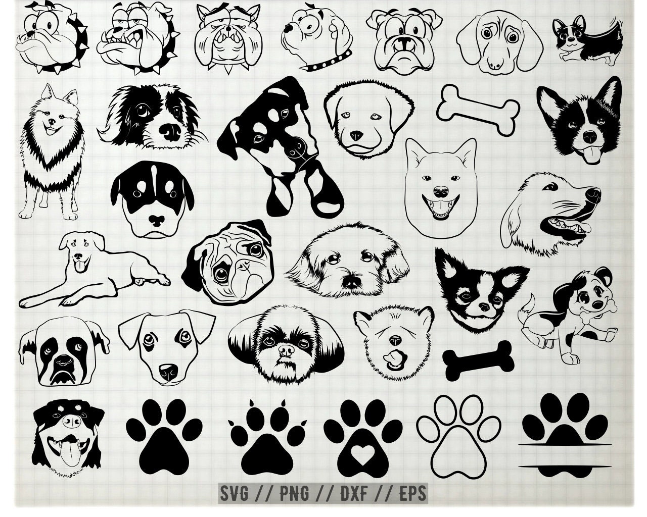 Paquete SVG de perro, silueta de perro, archivos SVG de perro, SVG de ...