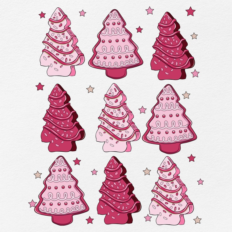 Pink Christmas Tree Cakes SVG PNG Bundle, Pink Christmas Sublimation ...