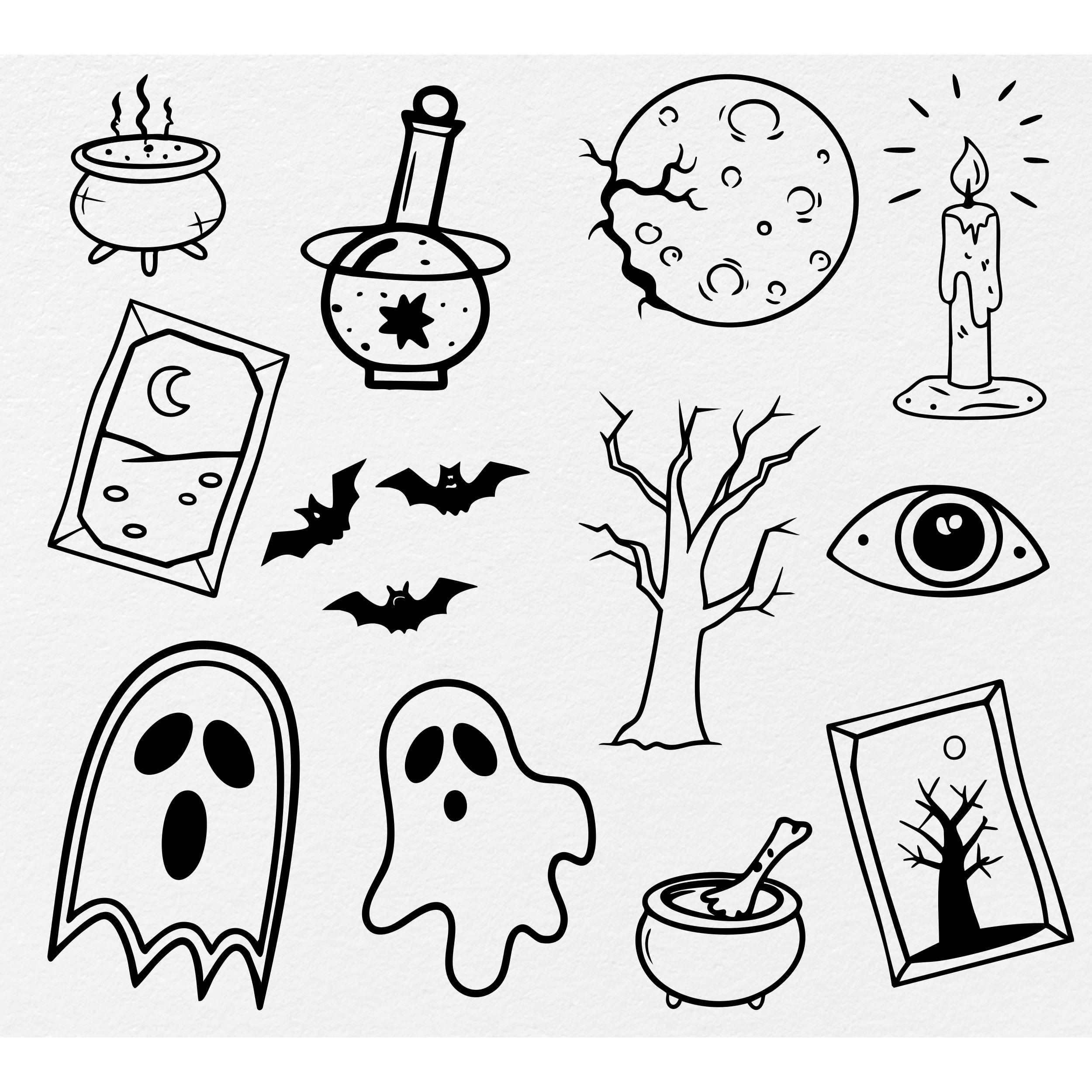 100+ Hand Draw Halloween Doodle Clipart Svg Bundle, Halloween Doodles ...