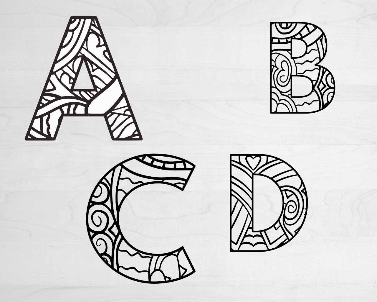 Zentangle Alphabet Svg Zentangle Letters Full Alphabet 26 - Etsy Australia