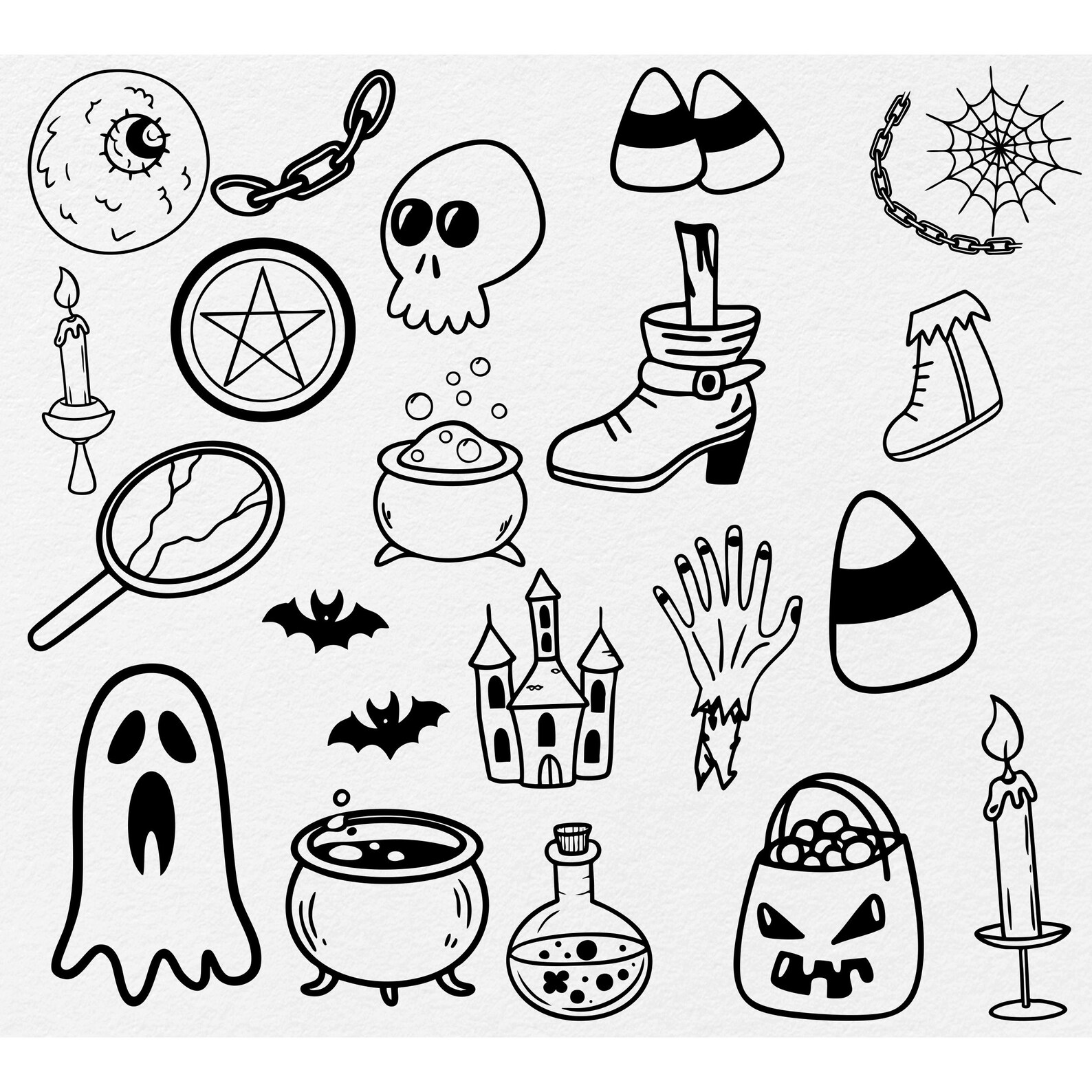 100+ Hand Draw Halloween Doodle Clipart Svg Bundle, Halloween Doodles ...