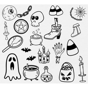 100+ Hand Draw Halloween Doodle Clipart Svg Bundle, Halloween Doodles ...