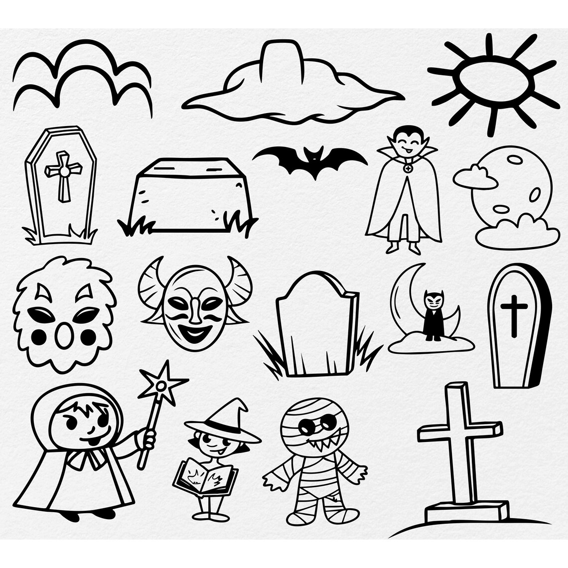 100+ Hand Draw Halloween Doodle Clipart Svg Bundle, Halloween Doodles ...